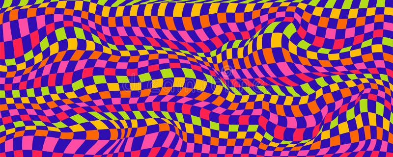 Abstract Trippy Checkerboard Background with Retro Colors. Psychedelic ...