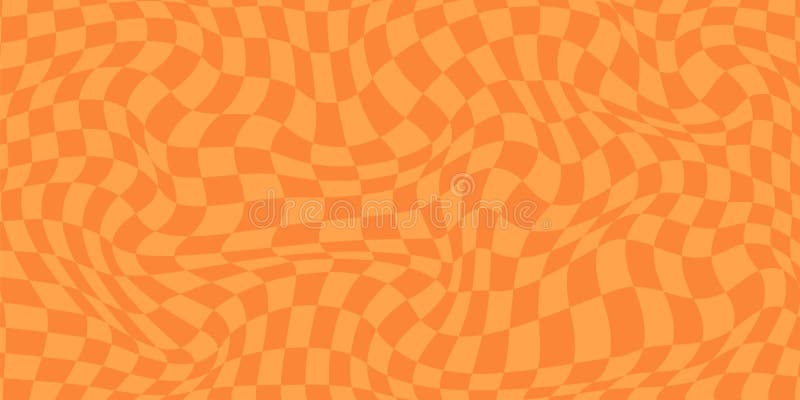 Abstract Trippy Checkerboard Background with Retro Yellow and Orange ...