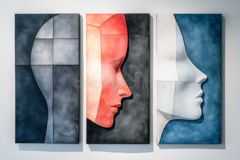 Triptych Art Personality Psychology Disconnection Stock Illustration ...