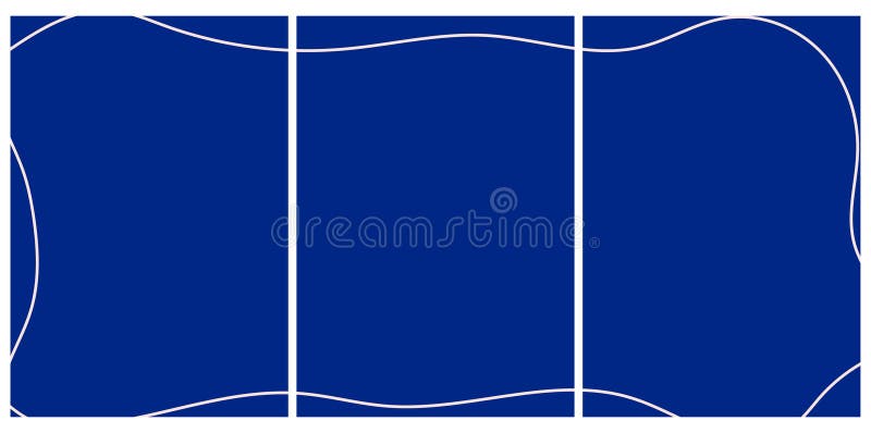 Abstract Triptych Frame with Wavy Pastel Pink Lines on Deep Blue ...