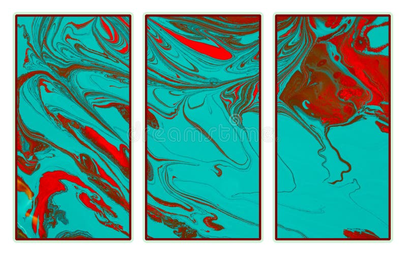 Abstract Triptych of a Mix Color Paints Stock Illustration ...