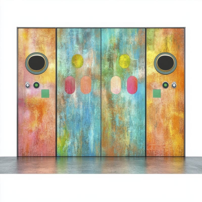 Abstract Triptych Warm and Cool Hues in Textured Panels Stock ...