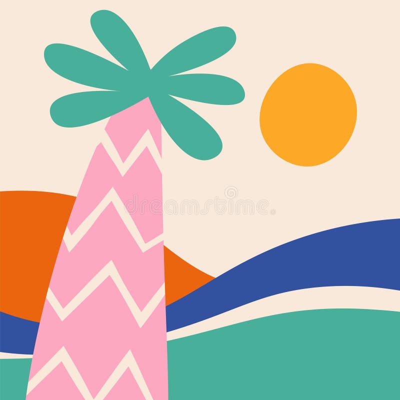 Abstract Tropical Beach Landscape Stock Vector - Illustration of travel ...