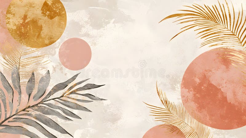 Abstract Tropical Design with Muted Colors and Shapes Stock Image ...