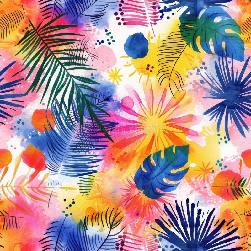 Abstract Tropical Foliage Watercolor Pattern. Abstract Watercolor ...