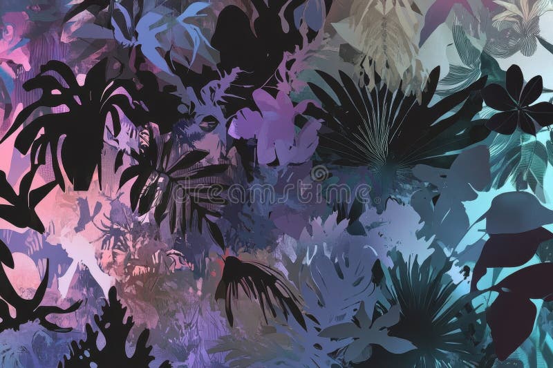 Abstract Tropical Leaves Pattern with Vibrant Gradient Background ...