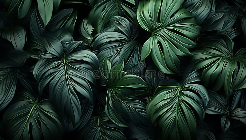 Abstract Tropical Rainforest Backdrop with Bright Green Leaf Pattern ...