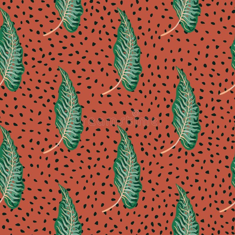 Abstract Tropical Seamless Pattern with Creative Leaves on Dots ...