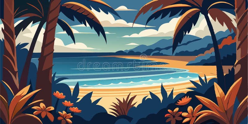 Abstract Tropical Shore Image. Cartoon Style Stock Vector ...