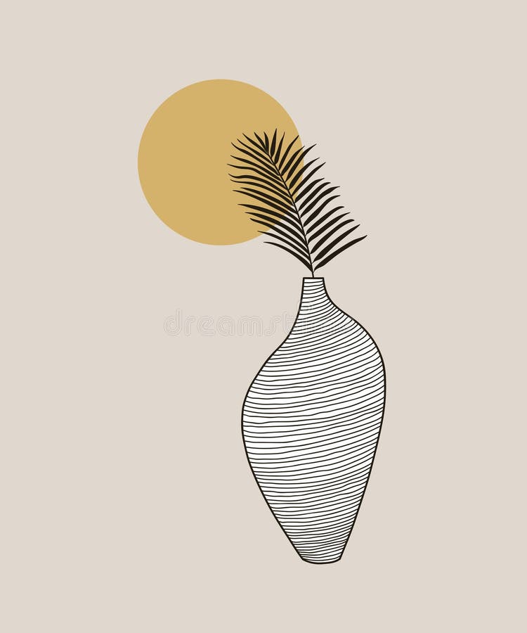 Abstract Tropical Vase Drawing Stock Vector - Illustration of ...