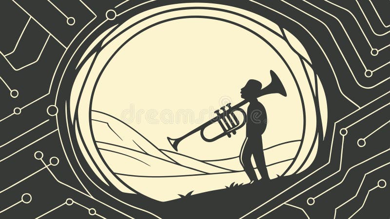 Abstract Trumpet within a Circular Frame, Vector Design Generative AI ...