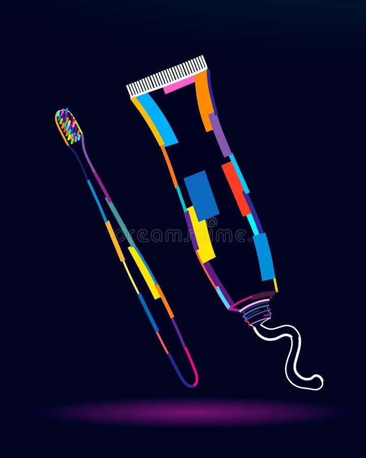 Abstract Tube of Toothpaste and Toothbrush from Multicolored Paints ...