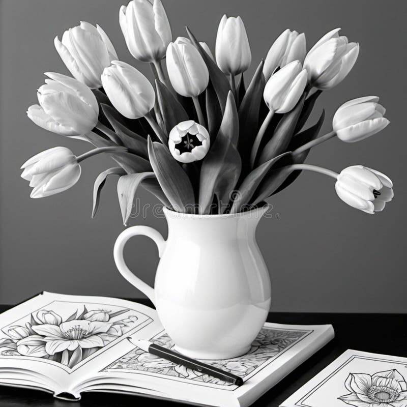 Abstract Tulips Drawing Flowers, AI Generated Image Stock Illustration ...
