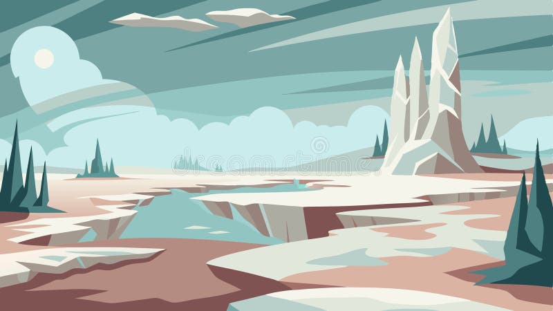Abstract Tundra Pale Tones Sparse Forms Stock Illustration ...