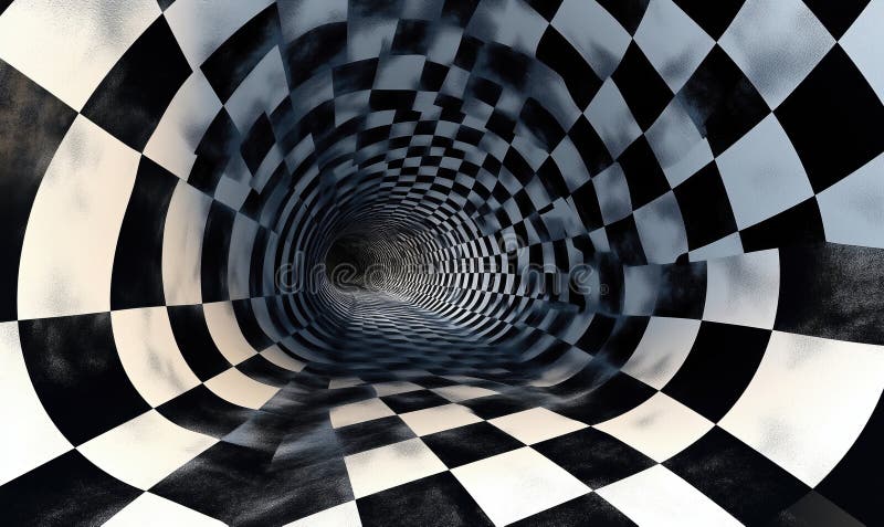 Abstract Black White Checkered Pattern Creating Optical Illusion Depth ...