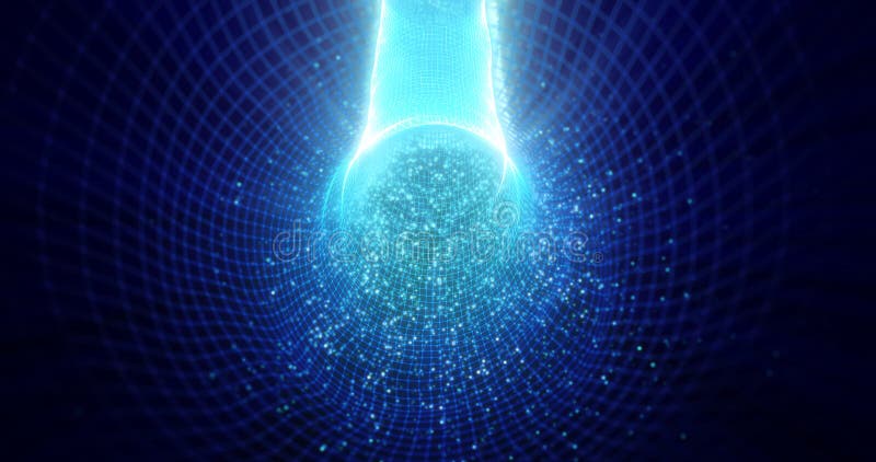 Abstract Tunnel Blue Futuristic from a Grid of Lines and Dots of ...