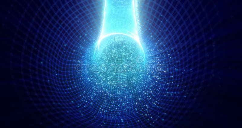 Abstract Tunnel Blue Futuristic from a Grid of Lines and Dots of ...