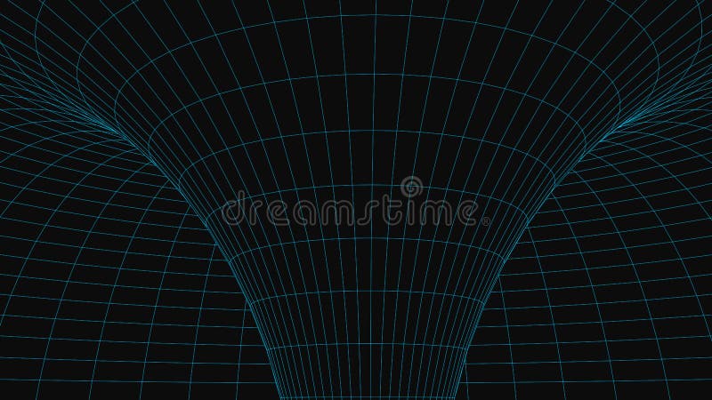 An Abstract Tunnel with a Blue Mesh Structure. 3D Grid of Tunnels and ...