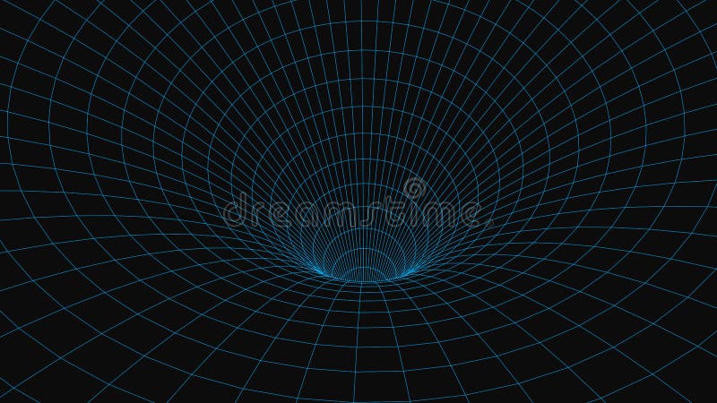 An Abstract Tunnel with a Blue Mesh Structure. 3D Grid of Tunnels and ...