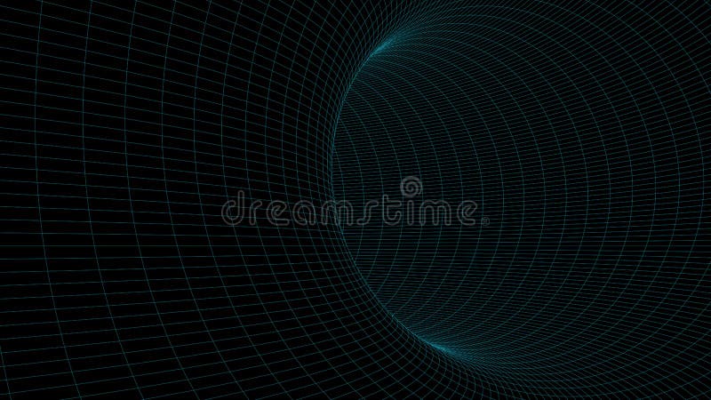 An Abstract Tunnel with a Blue Mesh Structure. 3D Grid of Tunnels and ...