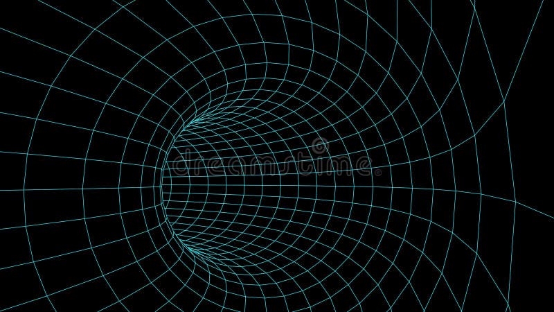 Abstract Tunnel. 3D Wormhole with a Mesh Structure Stock Illustration ...