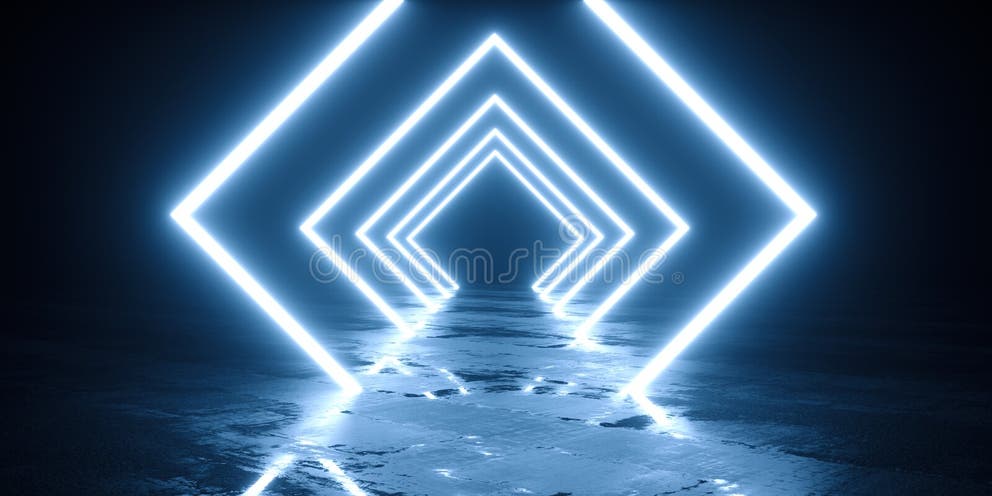 Abstract Tunnel in the Form of Glowing Lines. Rectangular Portals of ...