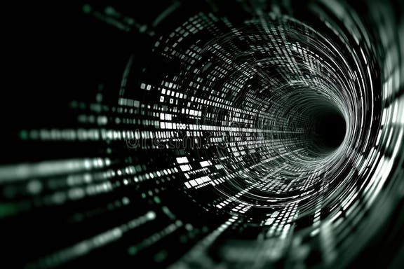 Abstract Tunnel Formed by Coding Language Text Conveys Digital Depth ...