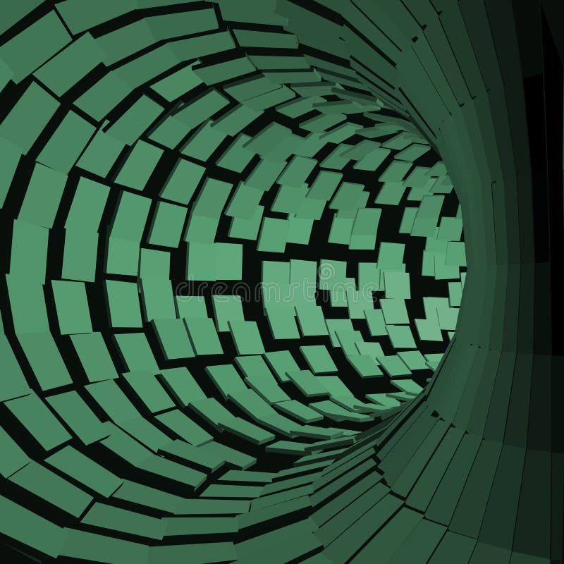 Abstract Tunnel. Futuristic Style. 3D Surface. Turning Tube ...