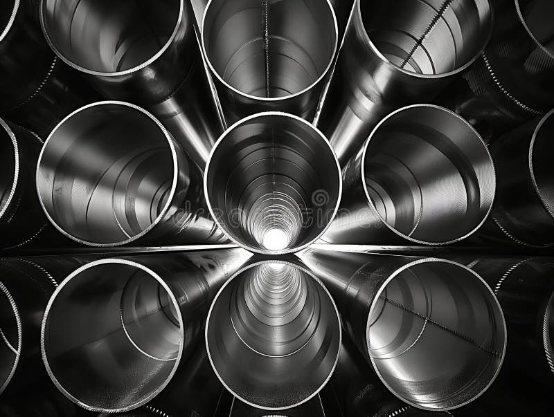 Abstract Tunnel of Metal Tubes with Reflective Surfaces Stock Photo ...