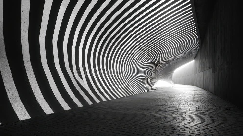Abstract Tunnel with Wavy Striped Light Pattern Stock Photo - Image of ...