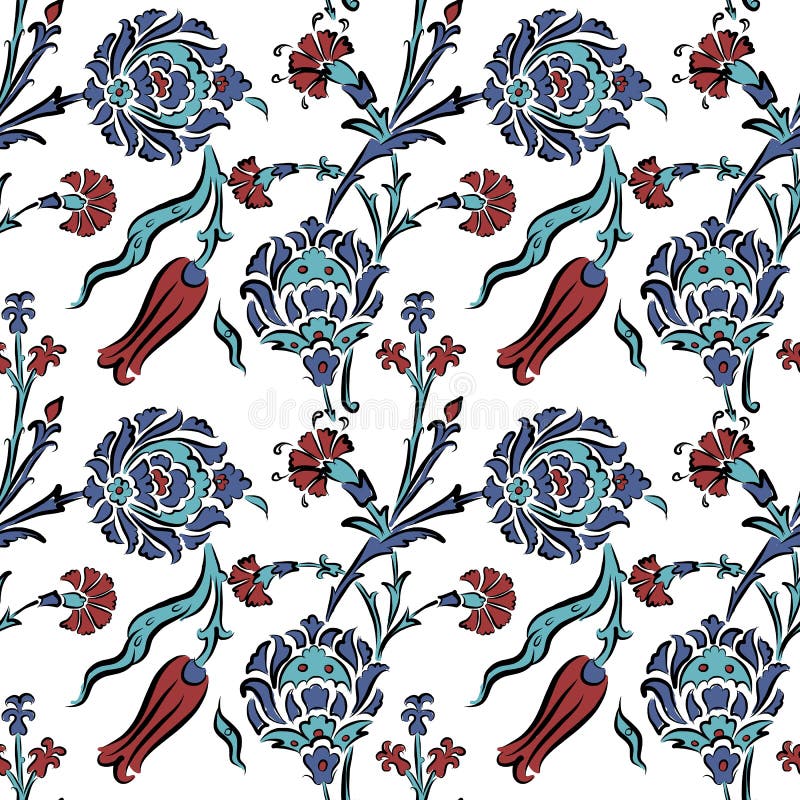 Floral Pattern On Old Turkish Tiles, Istanbul Stock Illustration ...