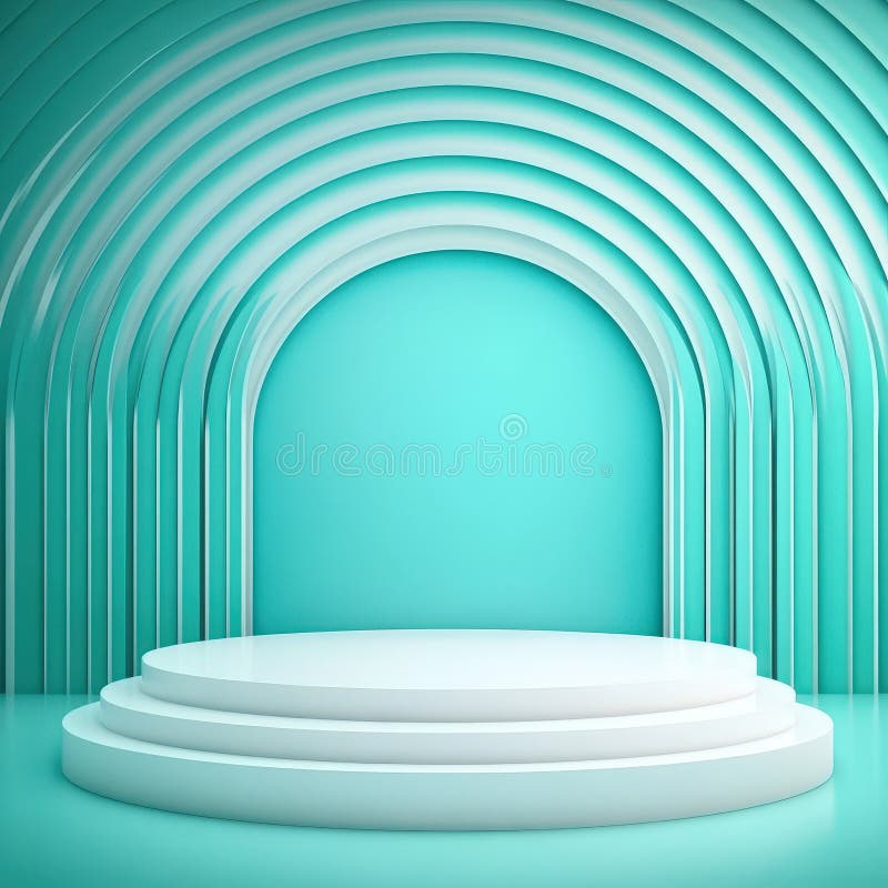 Abstract Turquoise Archway with White Platform Display Stock ...