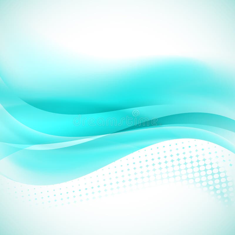 Abstract Turquoise Background with Lines and Wavy Halftone. Vector ...