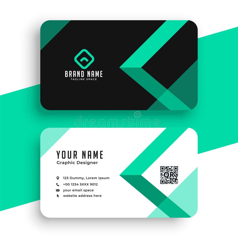Abstract Turquoise and Black Visiting Card Template Stock Vector ...