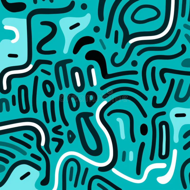 Abstract Turquoise Blue Patterns and Design Bold Lines and Organic ...