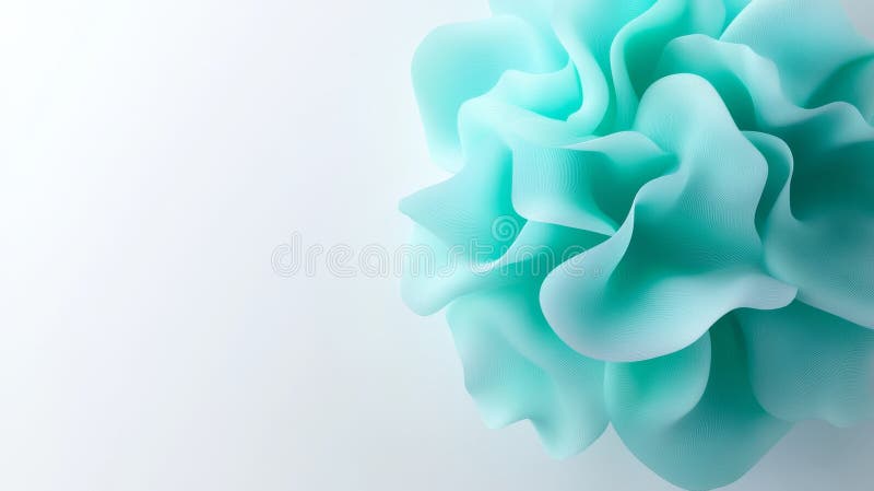 Abstract Turquoise Fabric Flower on White, Modern , Textile Stock ...