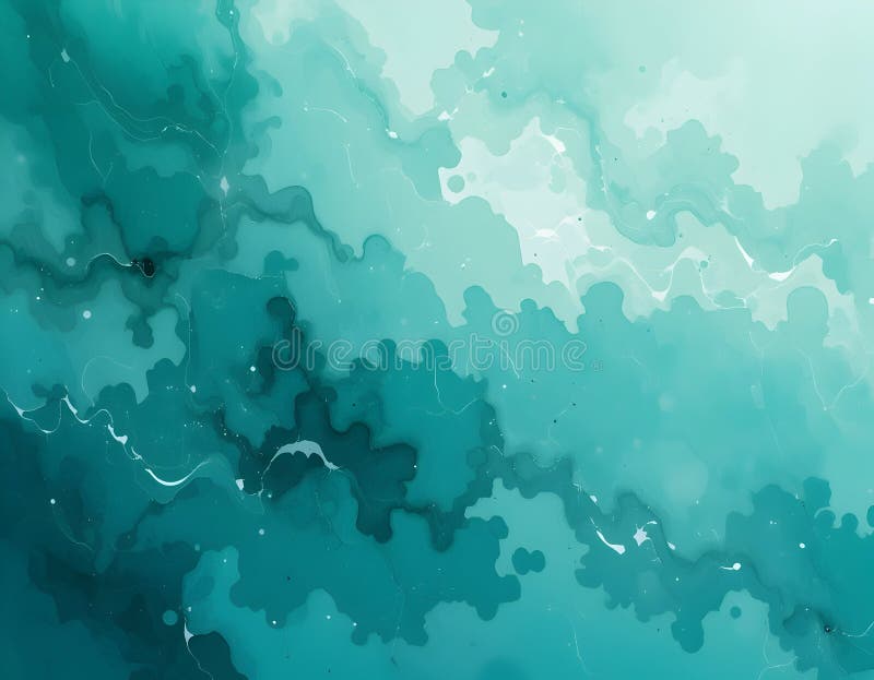 Abstract Turquoise Fluid Art with Wavy Pattern and Watercolor Texture ...