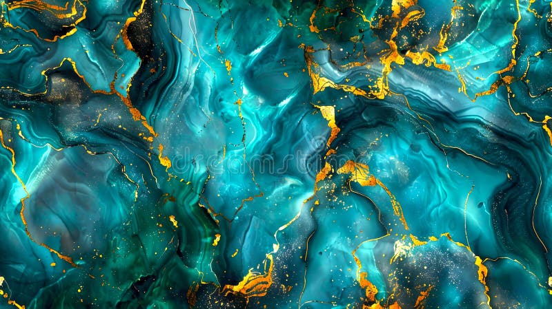 Abstract Turquoise and Gold Fluid Art. Elegant Marble Texture for ...