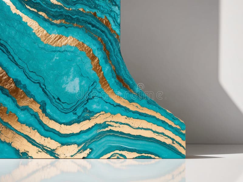 Abstract Turquoise and Gold Marble Texture Background. Stock Photo ...