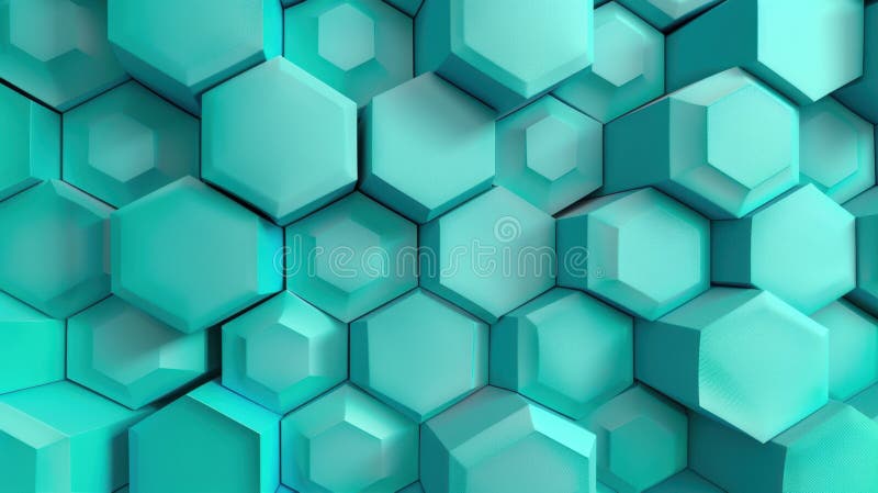 The Abstract Turquoise Hexagons.AI Generated Image Stock Photo - Image ...
