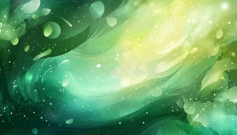 Abstract Turquoise and Lime Green Flowing Light with Particles, a ...