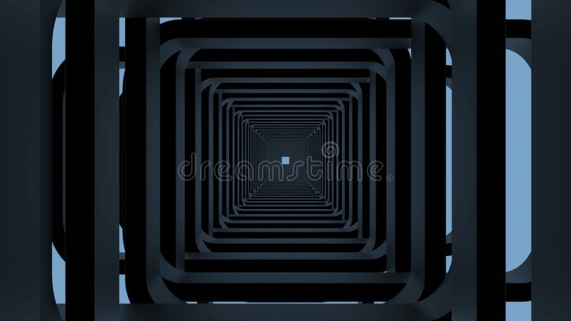 Abstract Turquoise Square Shaped Tunnel Moving Slowly, Seamless Loop ...