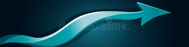 Abstract Turquoise Upward Curve Graph with Arrow on a Navy Backdrop ...