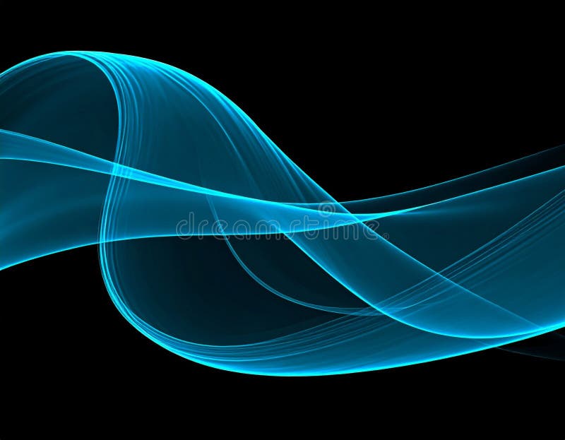 Abstract Turquoise Wave on Black Background Design Element with Dynamic ...