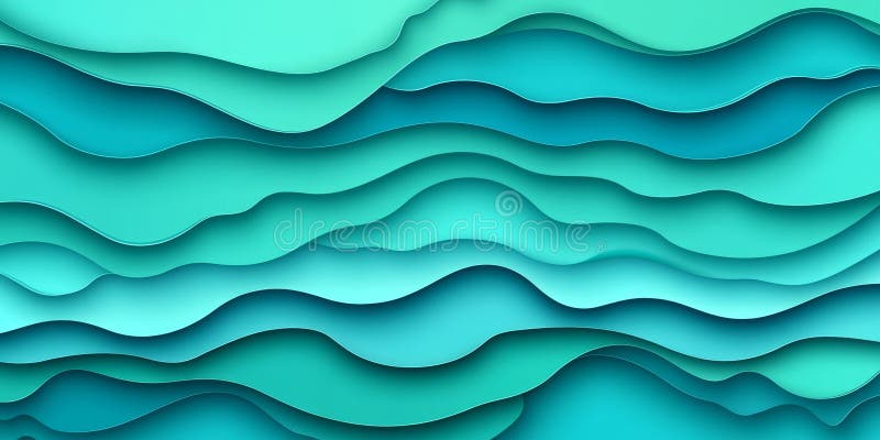 Abstract Turquoise Wave Patterns, Nature Inspired, Layered Design ...