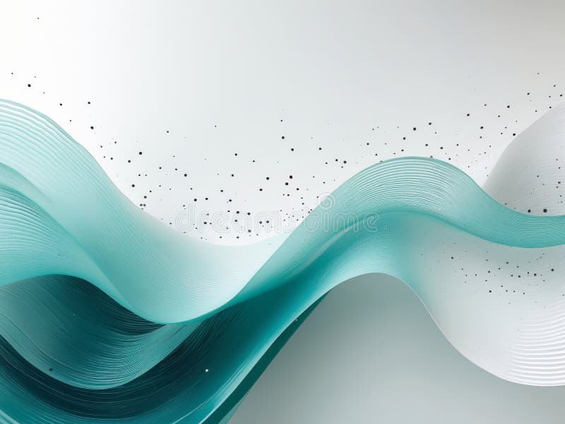 Abstract Turquoise and White Waves with Black Dots on a Light ...