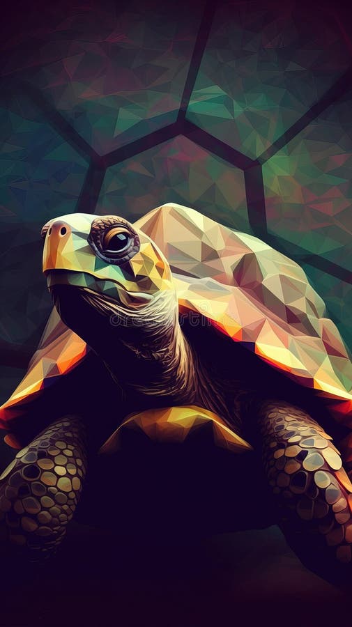 Abstract Turtle on Dark Background. Generative AI Stock Illustration ...