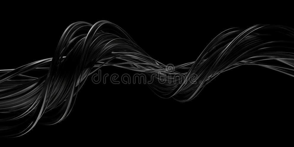 Abstract Twisted Black Wire Waves on Black Background Stock ...