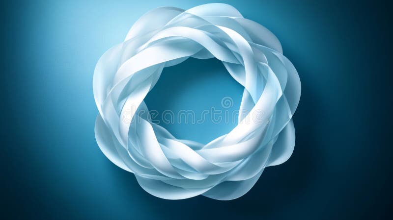 Abstract Twisted Light Blue Wreath on Dark Blue Texture Background ...