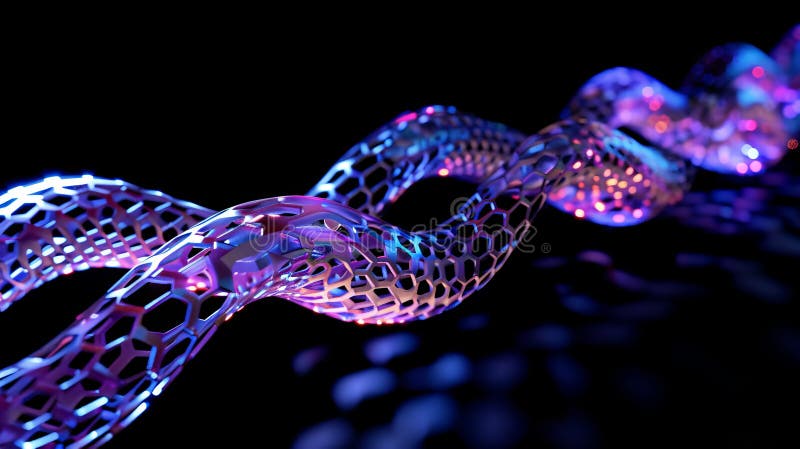 Abstract Twisted Structure with Hexagons and Glowing Light Stock ...